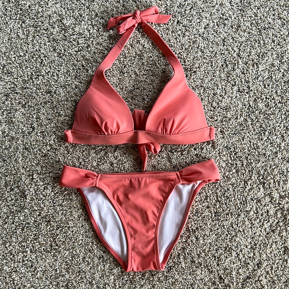 Victorias Secret Coral Halter Bikini Swimsuit S Gem